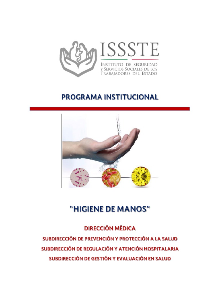 Programa Institucional Higiene Manos | PDF | Lavado de manos | Humanidades Médicas