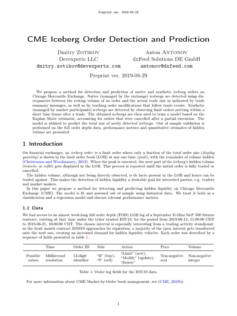 CME Iceberg Detection Preprint | PDF | Statistical Classification | Regression Analysis