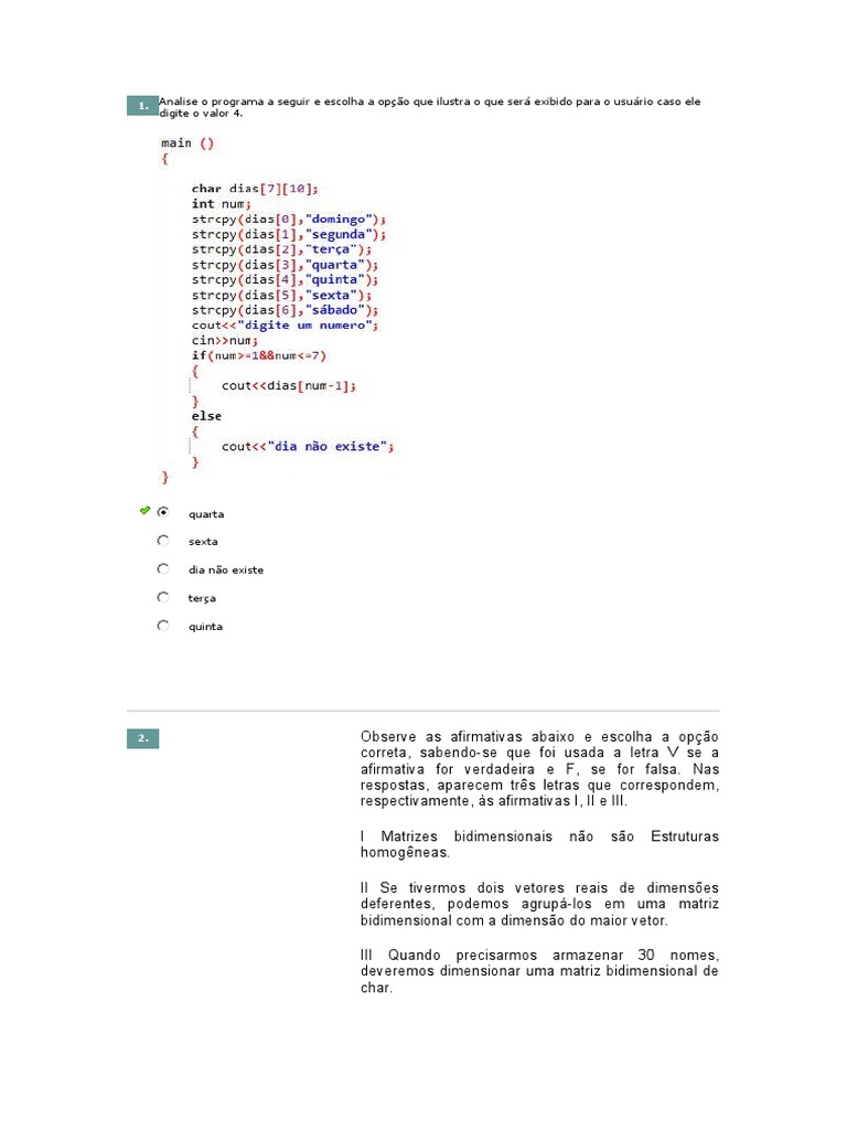 Linguagem de Programação 7 | PDF | Matriz (Matemática) | Dimensão