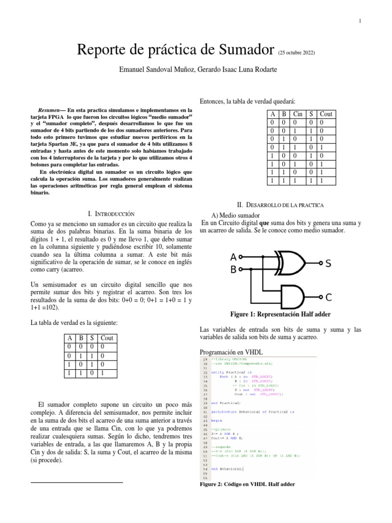 Reporte Practica 3 (Final) | PDF | Aritmética | Electrónica digital