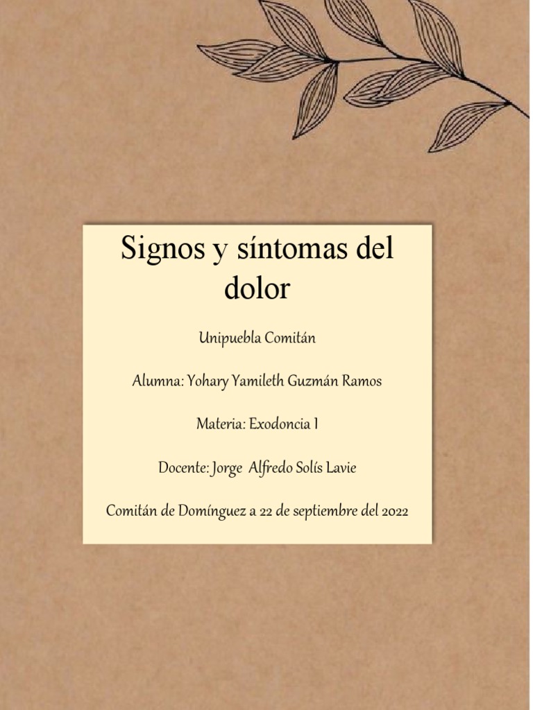Signos y síntomas del dolor | PDF | Diagnostico medico | Dolor