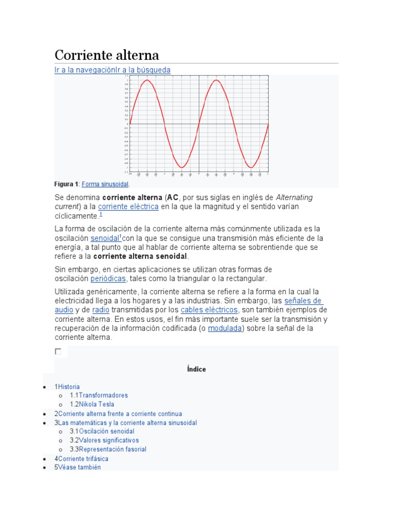 Corriente Alterna | PDF | Corriente continua | Corriente alterna