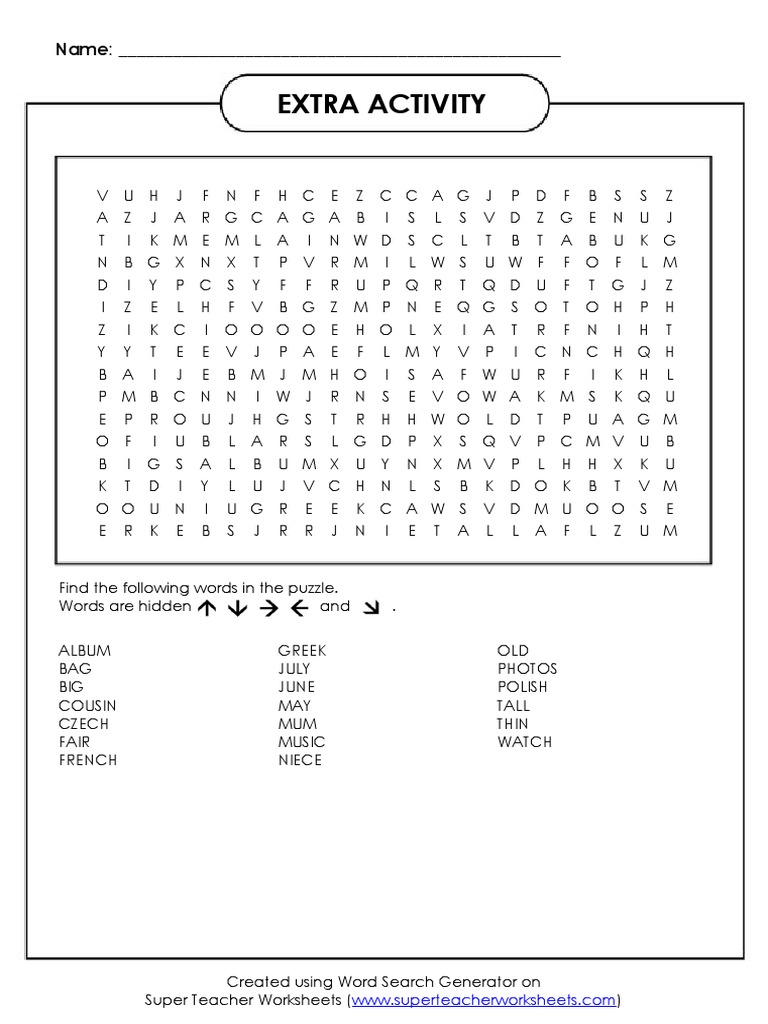 Super Teacher Worksheets EXTRA ACTIVITY | PDF | Word Search | Puzzles
