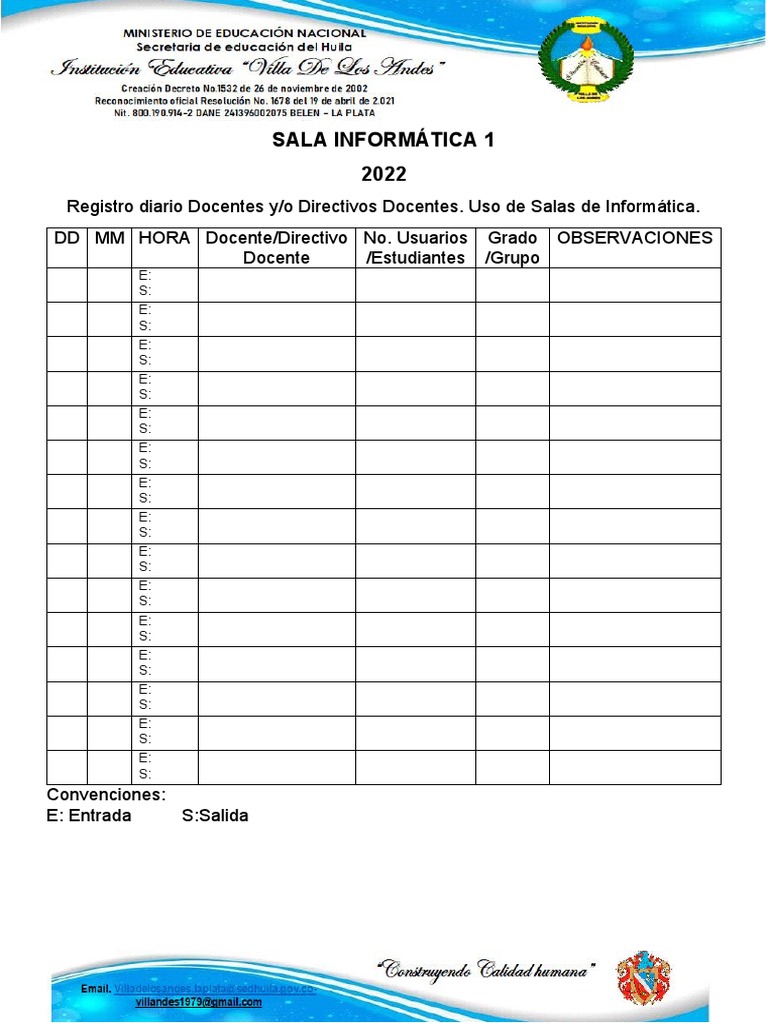 Formato de Uso Sala Informática | PDF