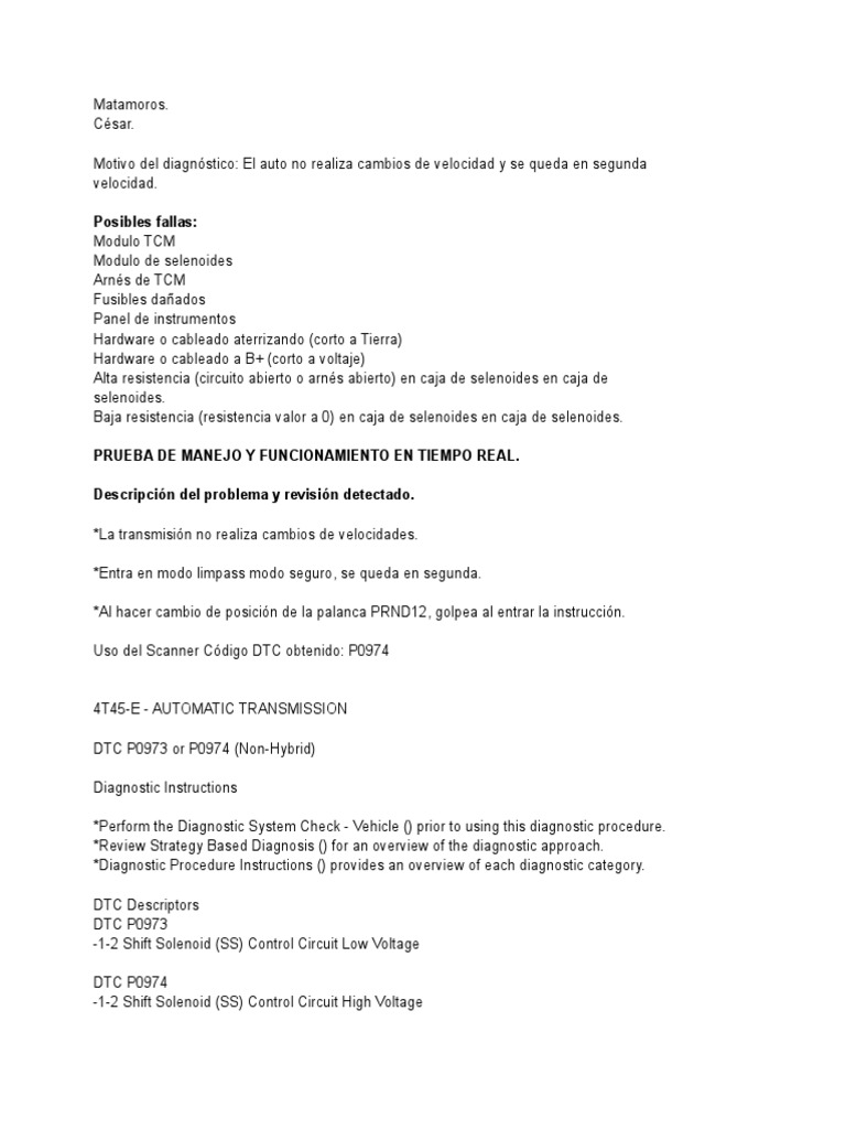 Diagnóstico de Fallas en TCM Malibu 2009 | PDF | Mecanica clasica ...