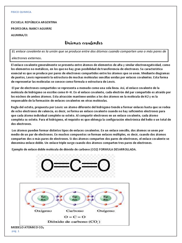 Agustina Ruiz Diaz - Union Covalente 1 | PDF | Enlace covalente ...