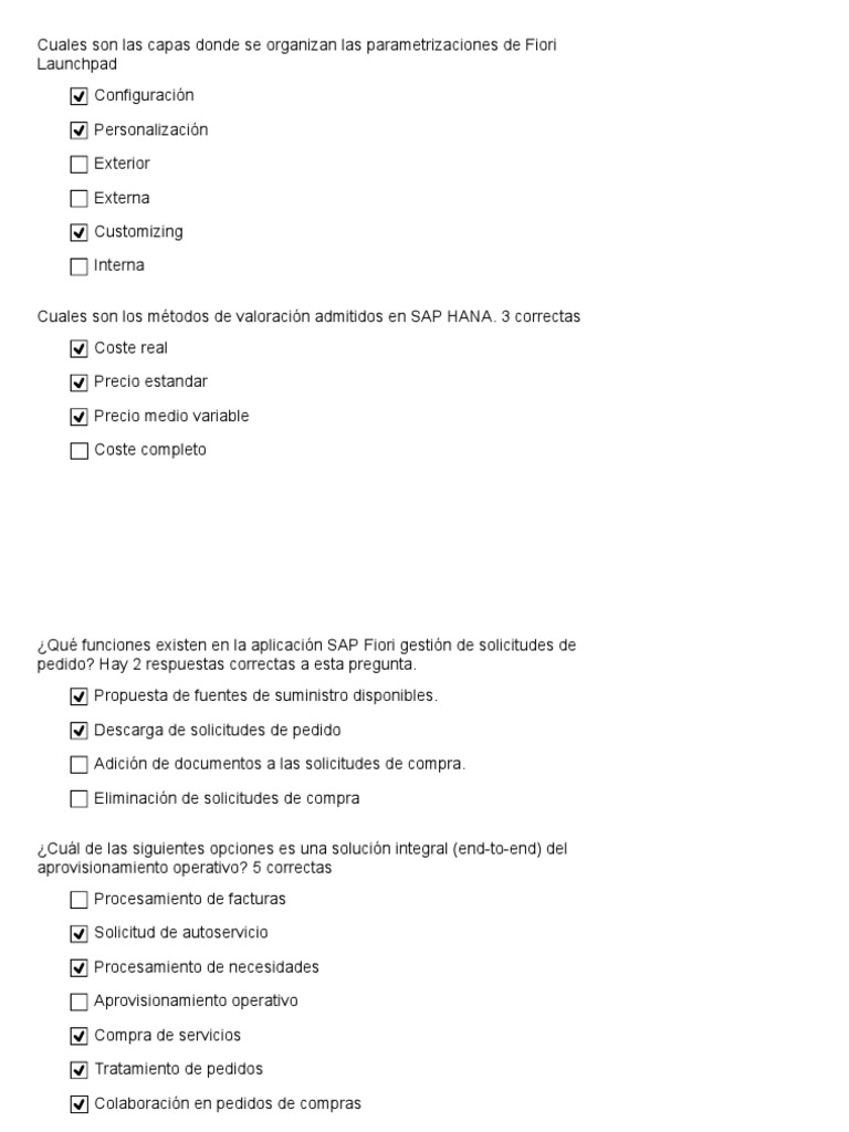 Examen de Certificacion SAP MM S4 HANA - 2. | PDF | Obtención | Economias