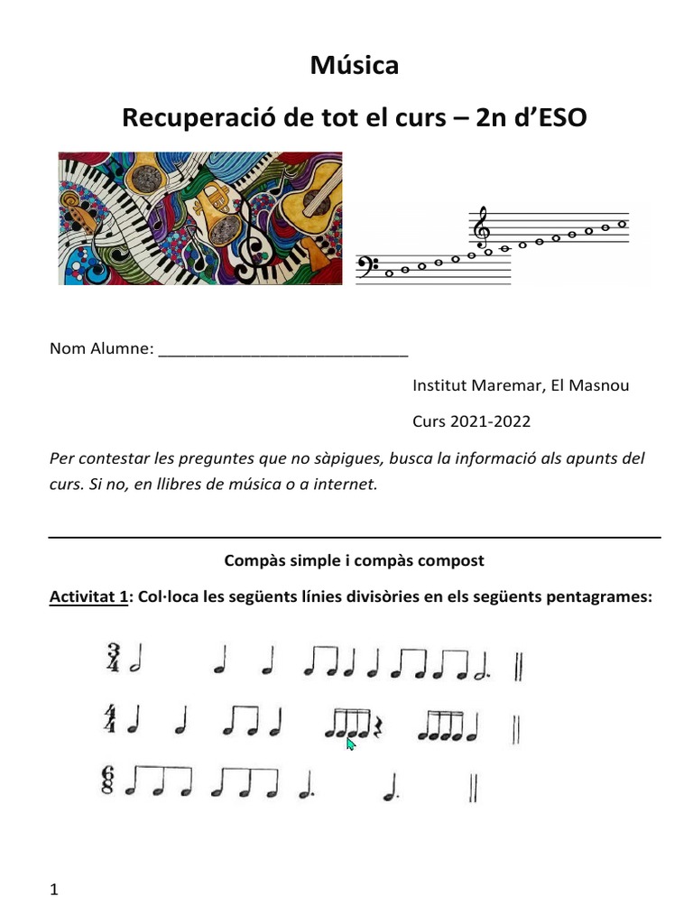 Dossier D'estiu MUS 2n ESO 21-22 | PDF