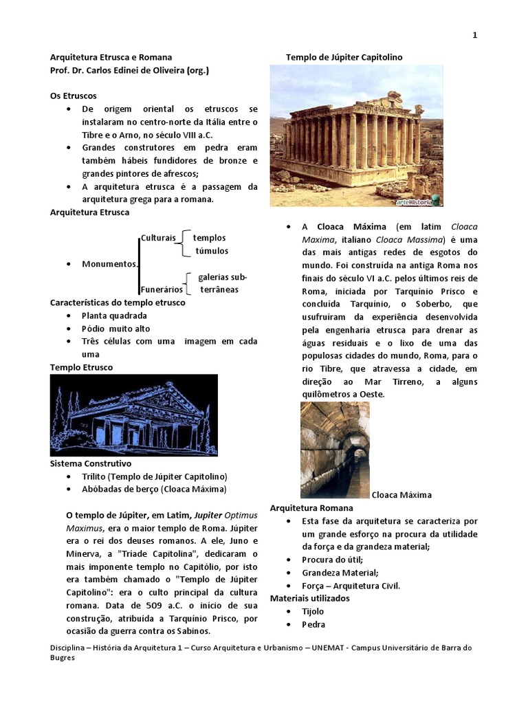 Arquitetura Etrusca e Romana | PDF | Civilização etrusca | Roma