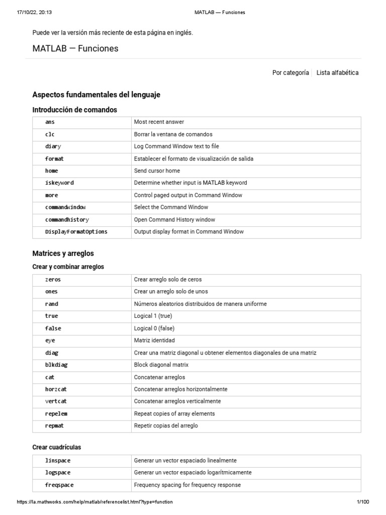MATLAB - Funciones | Descargar gratis PDF | Estructura de datos de ...