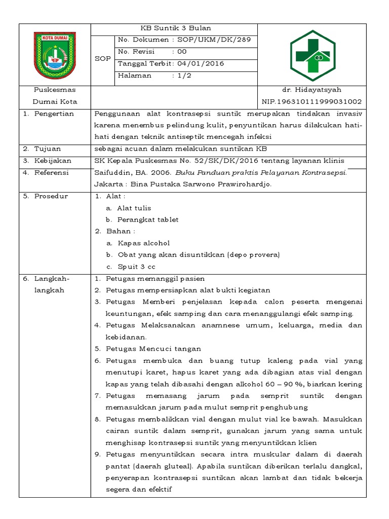 SOP KB Suntik 3 Bulan | PDF