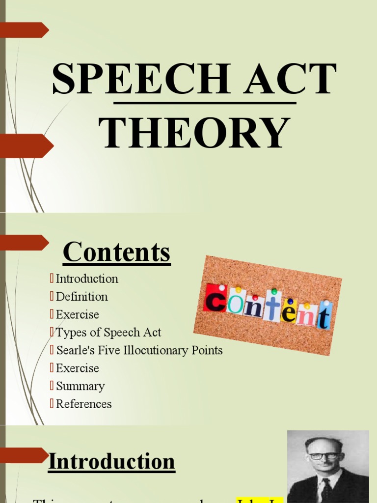 Speech Act Theory 081400 | PDF | Cognitive Science | Communication