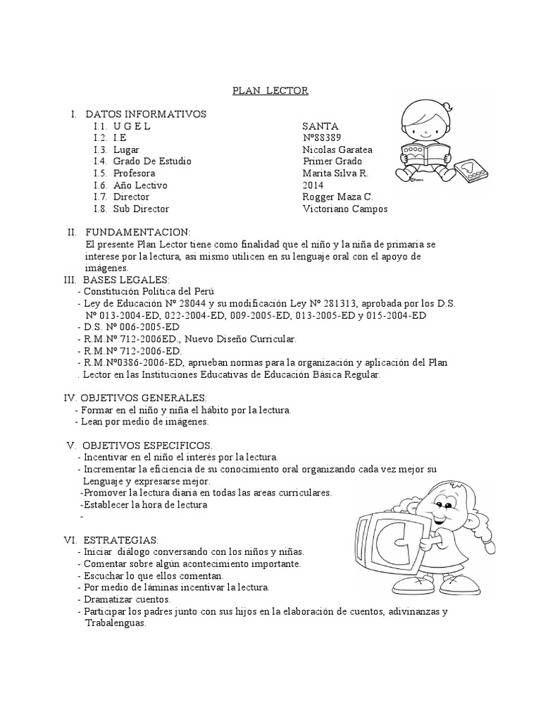 Plan Lector de Sexto Grado | PDF | Aprendizaje | Cognición