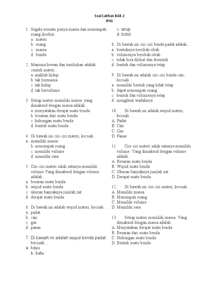 Latihan UH Bab2 Materi | PDF