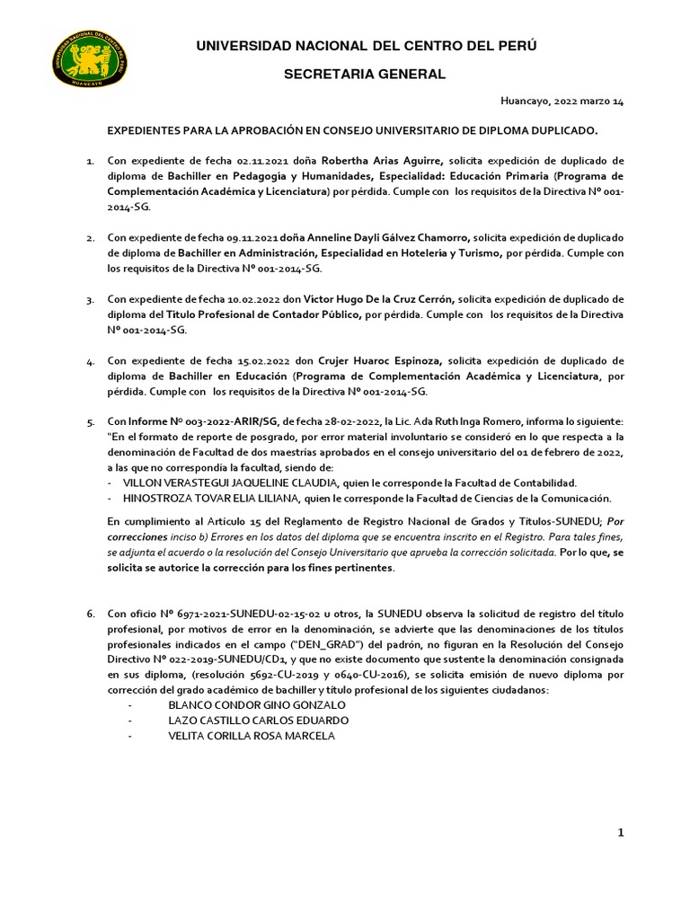 Relación Consejo 14-03-2022 | PDF | Business | Calificaciones