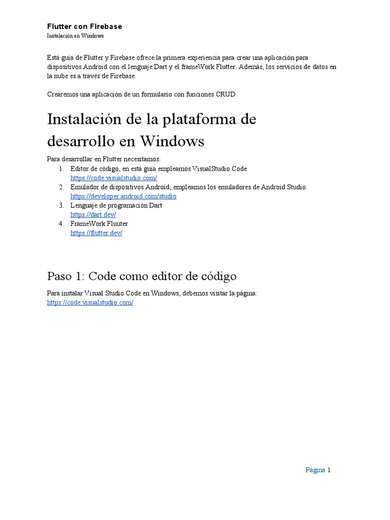 Flutter - Guia 1 | PDF | Android (sistema operativo) | Microsoft Windows