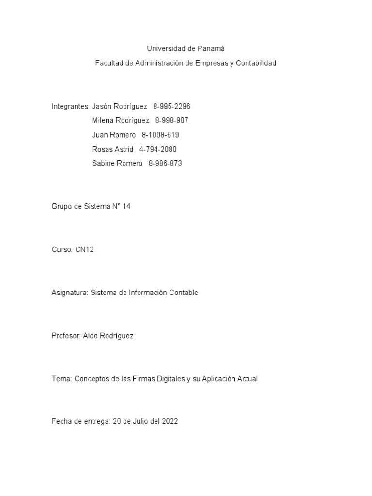 Conceptos de Las Firmas Digitales y Su Aplicación Actual | PDF ...