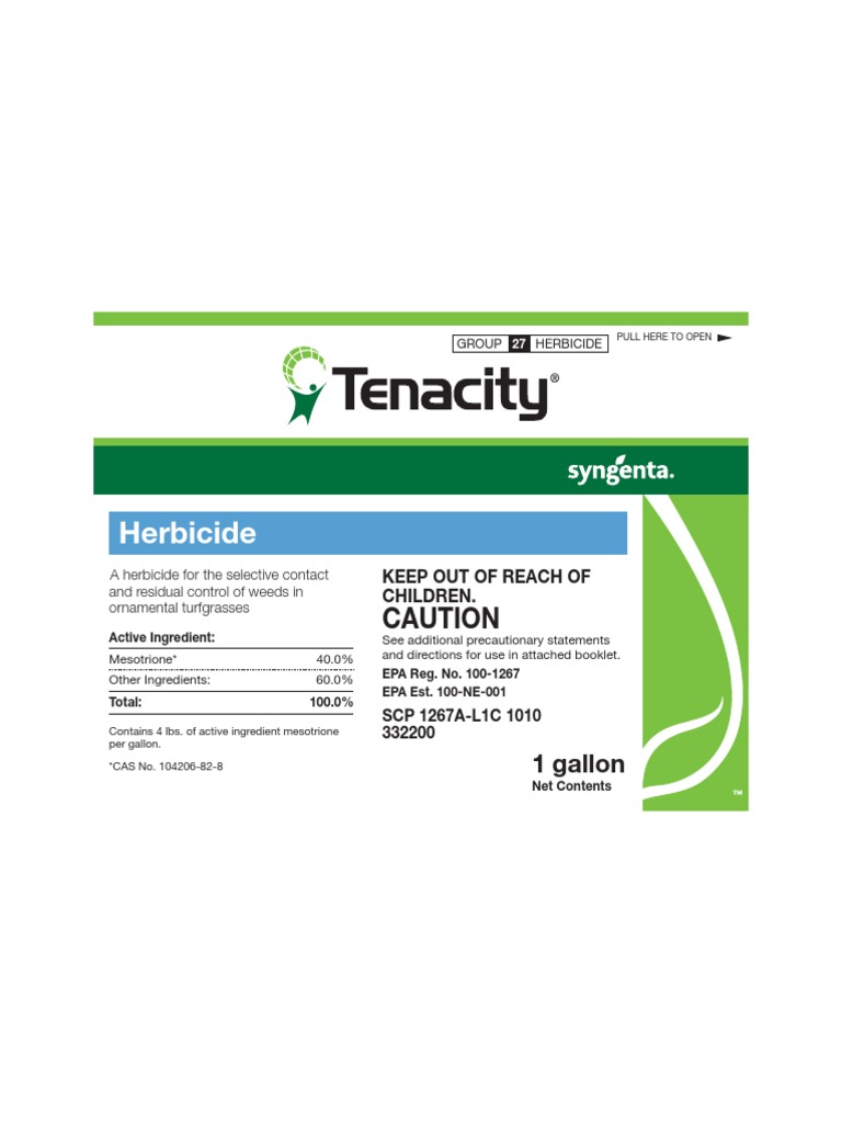 Tenacity Herbicide Label 2020 | PDF | Surface Runoff | Legal Liability