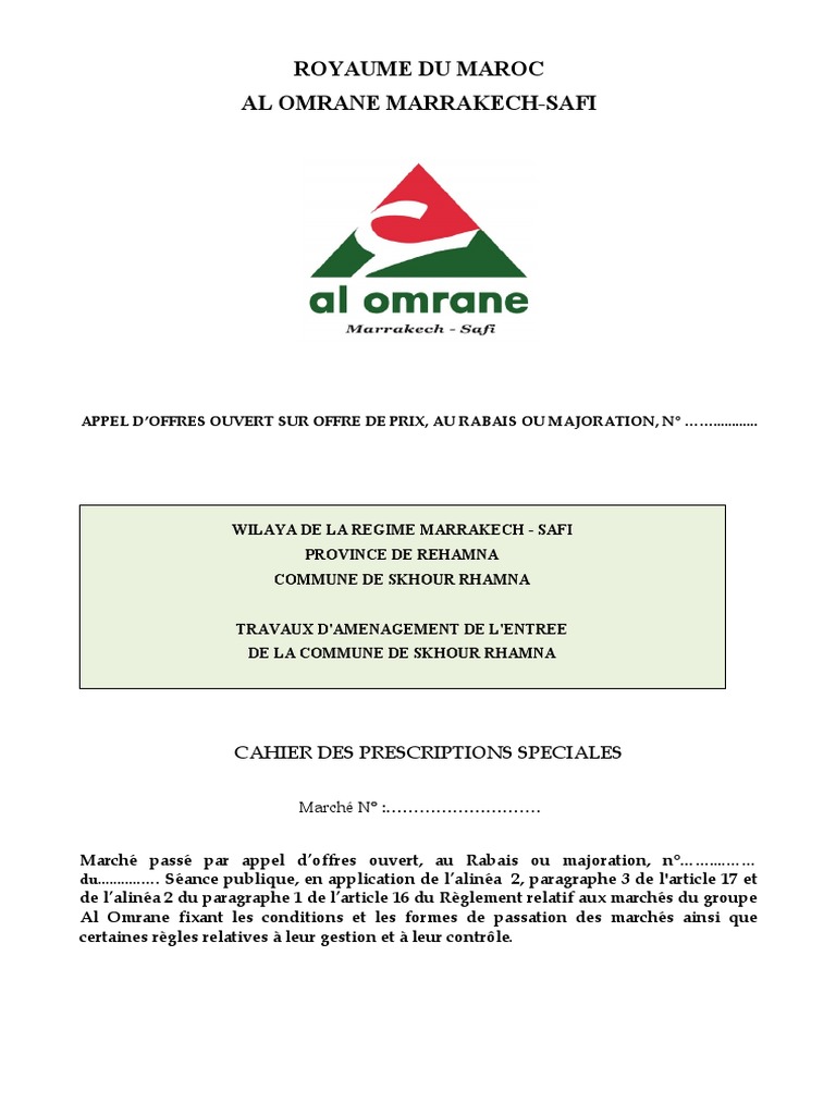 Travaux d'Aménagement à Skhour Rhamna | PDF | Taxe sur la valeur ...