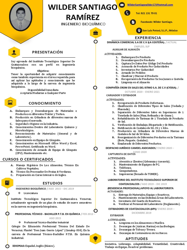 Curriculum Vitae Wilder Santiago Ramírez Word Actualizado Octubre 2021 | PDF | Informática ...