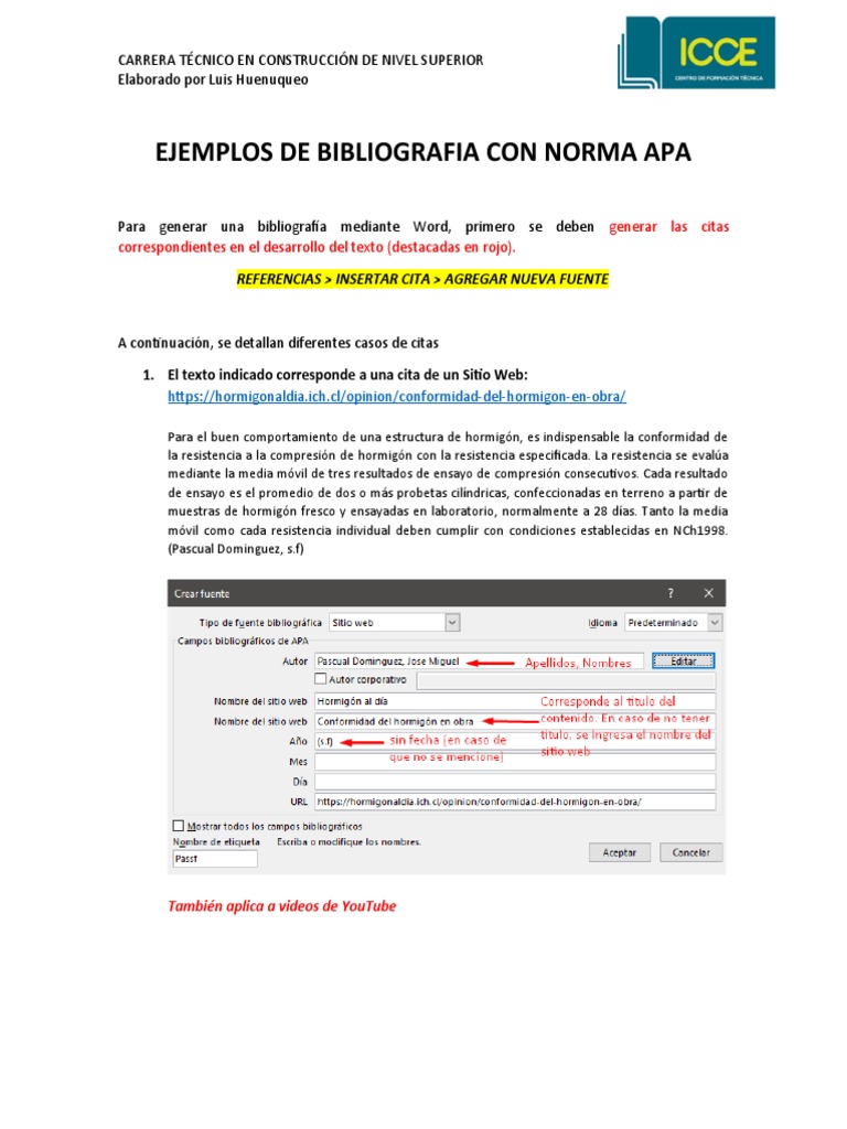 Ejemplos de Bibliografía en Formato APA | PDF | Hormigón | Bibliografía