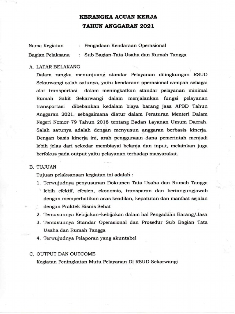 Kak Pengadaan Truck Sampah | PDF