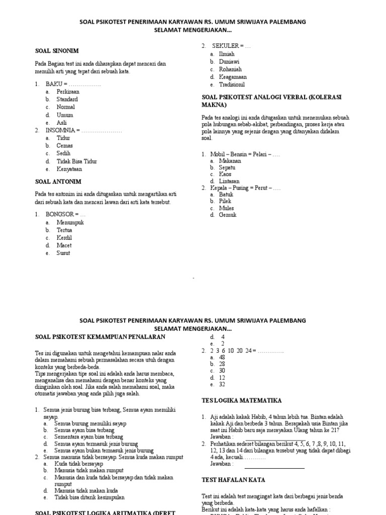 Soal Psikotest | PDF