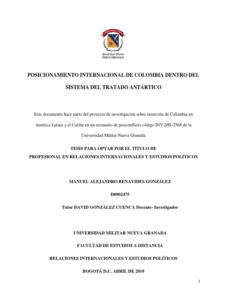 Benavides González Manuel Alejandro 2019 | PDF | Antártida | Colombia