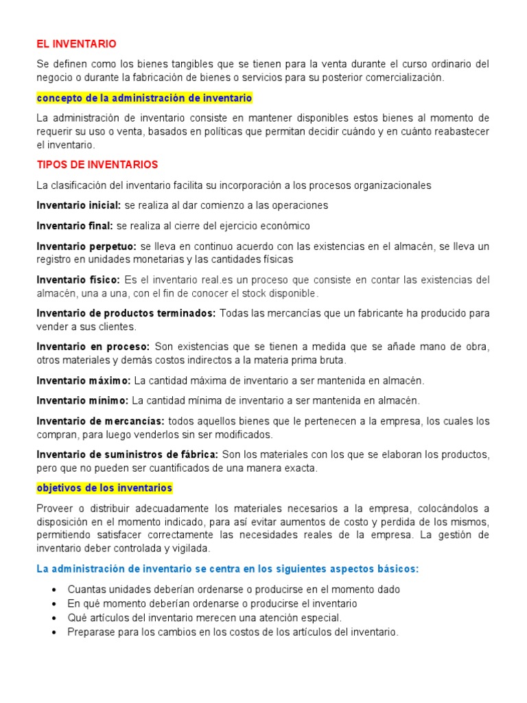 El Inventario | PDF | Inventario | Lean Manufacturing