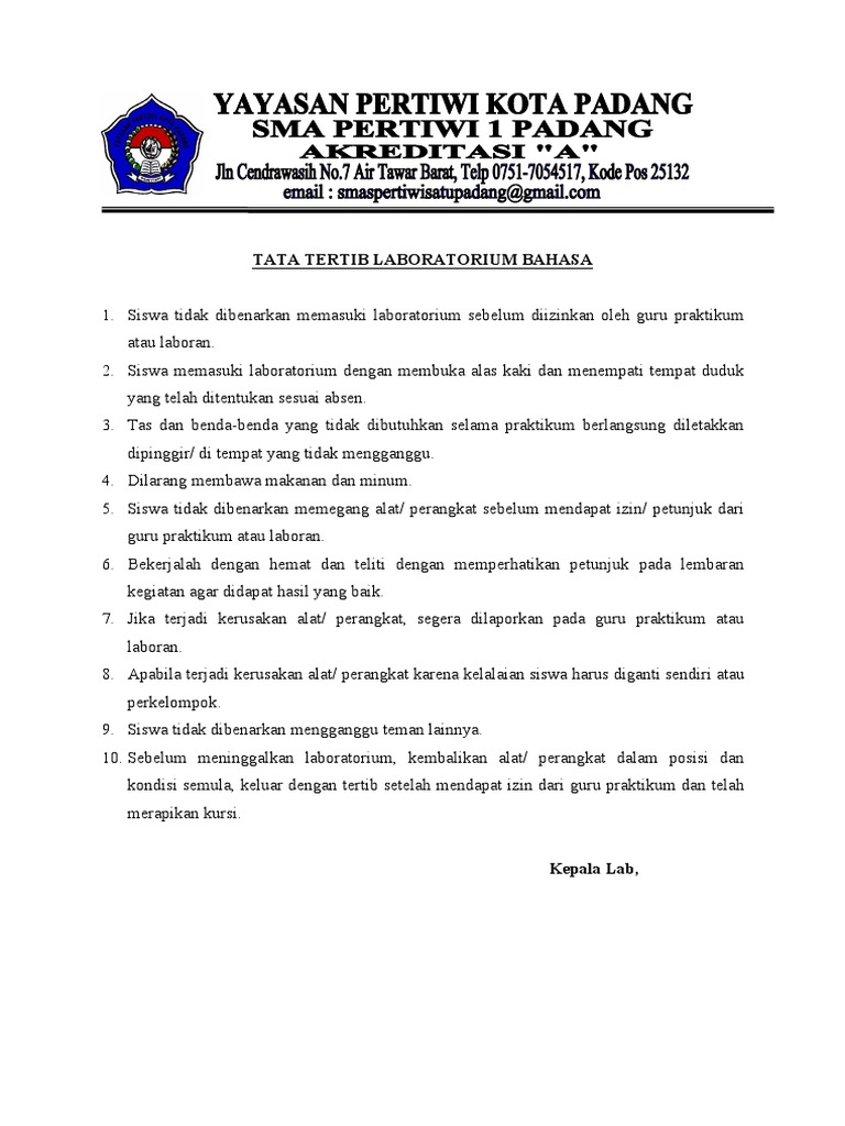 Tata Tertib Lab Bahasa | PDF