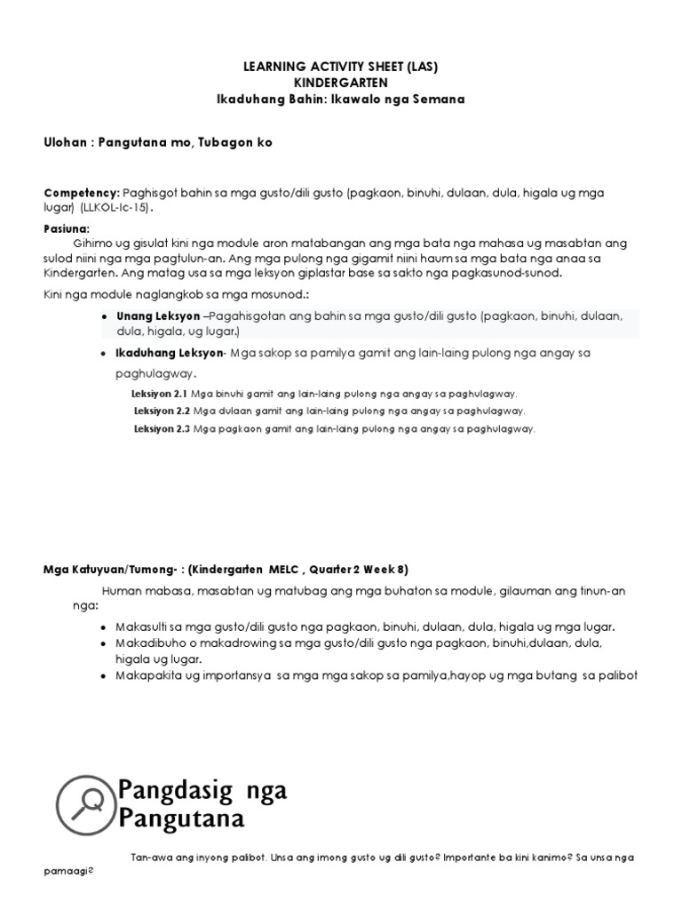 Las Kinder q2 Week-8 | PDF