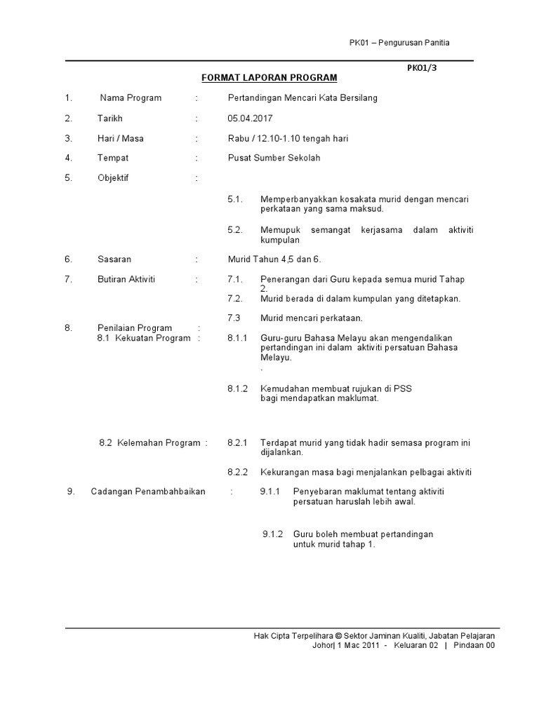 Format Laporan Program | PDF