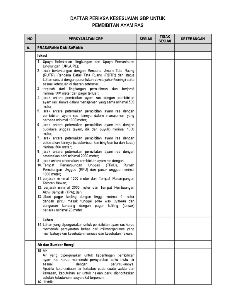 Daftar Kesesuaian GBP Ayam Ras Yg Baik | PDF | Sains & Matematika