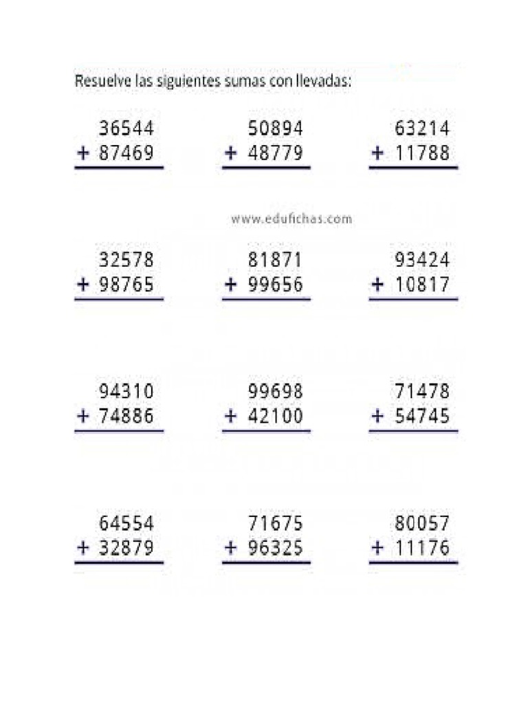 Sumas de Cinco Cifras Ii | PDF