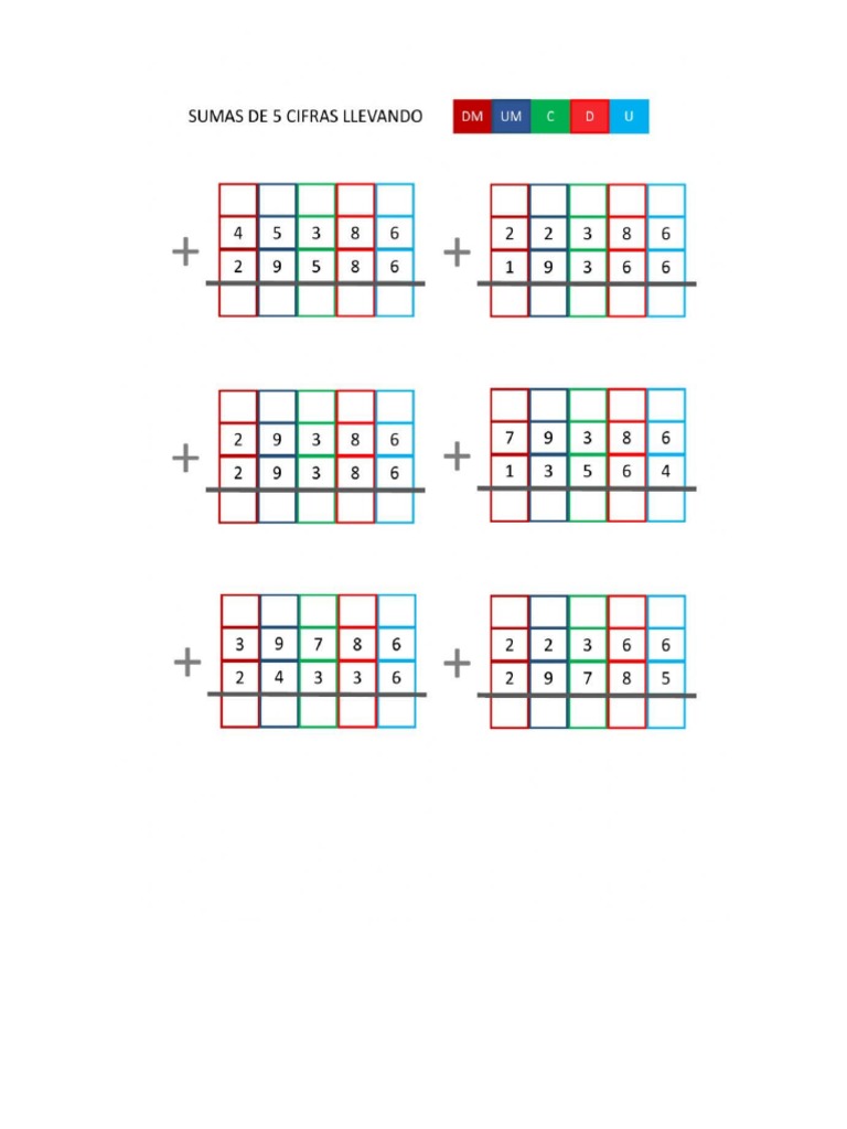 Sumas de Cinco Cifras | PDF