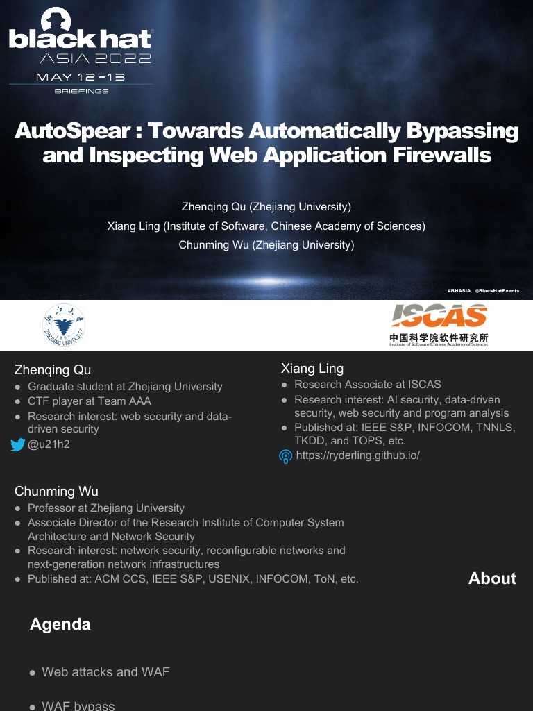 AS 22 Qu AutoSpear Towards Automatically Bypassing and Inspecting Web Application Firewalls ...