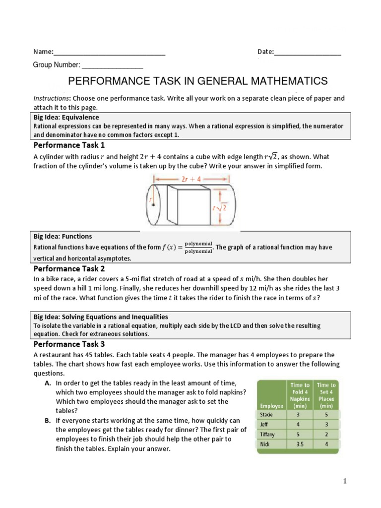 PerformanceTask GenMath | PDF | Rational Number | Elementary Mathematics