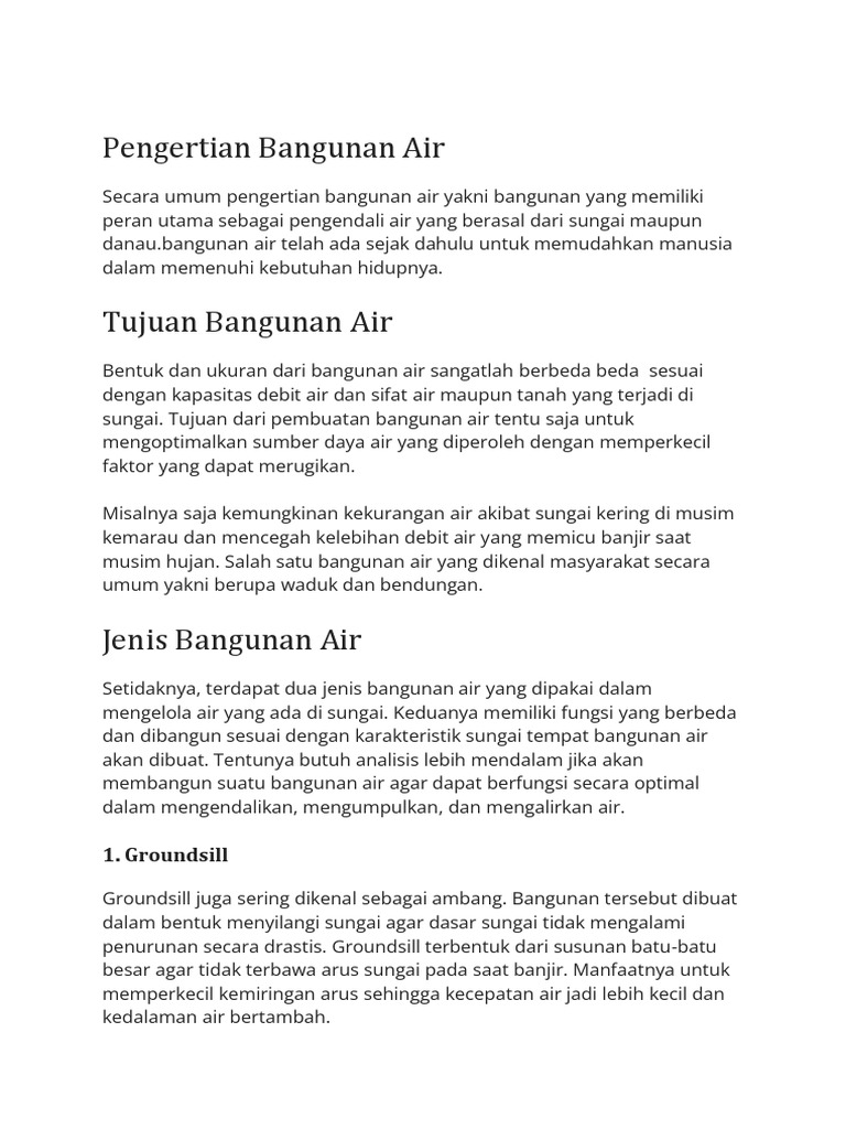 Pengertian Bangunan Air: 1. Groundsill | PDF