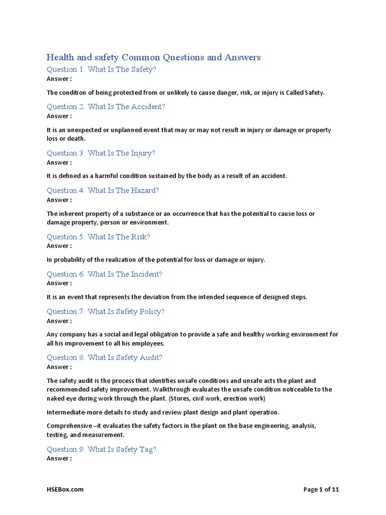 Questions and Answers | PDF | Safety | Welding