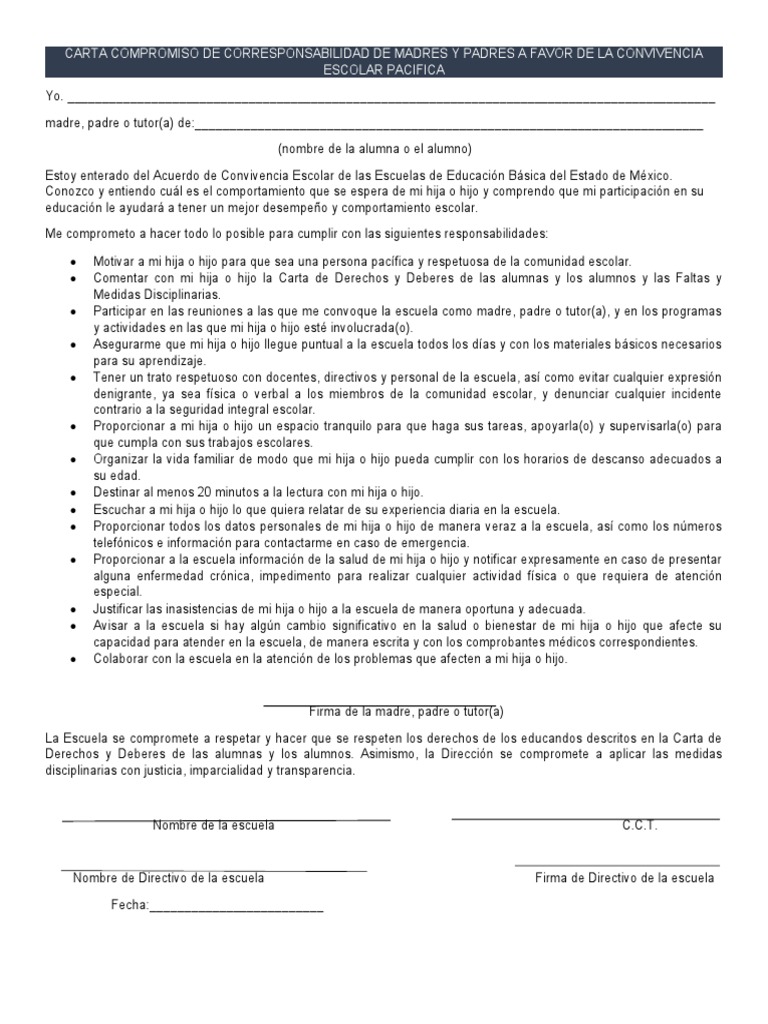 Carta Compromiso Editada | PDF | Valores | Institución