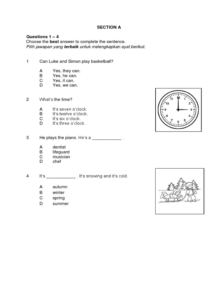 Primary School Exam Questions | PDF