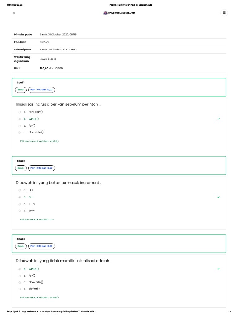 Ulasan Kuis Pemrograman Dasar | PDF | Metode & Bahan Ajar