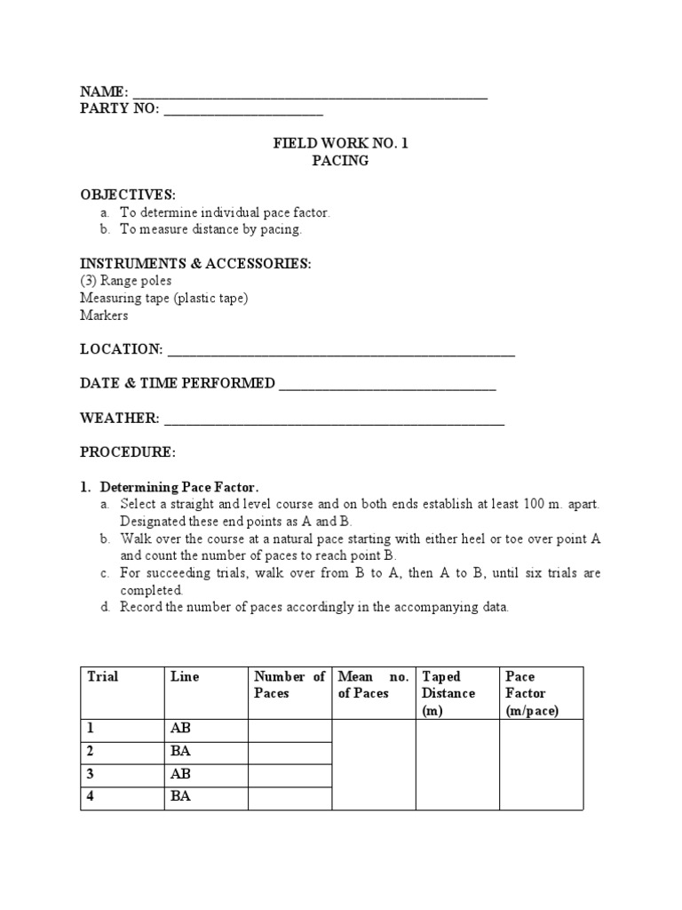 Surveying Fieldwork 1 Pdf Metrology Science