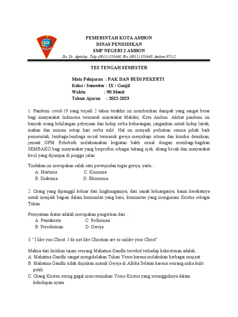 Soal Pts Ganjil Kls Ix | PDF | Kajian Bahasa Asing