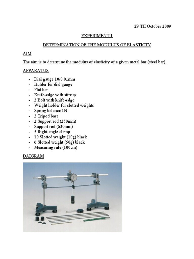 Experiment 1 | PDF | Young's Modulus | Elasticity (Physics)