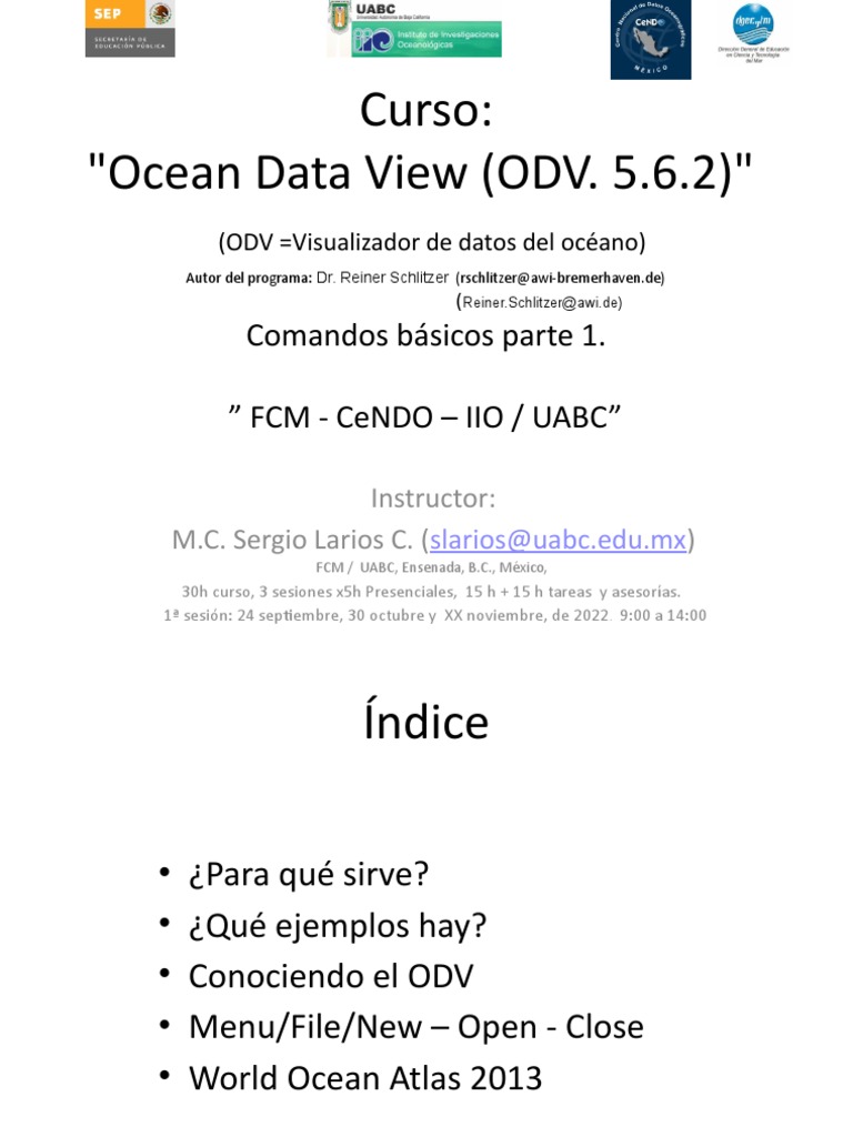 Curso de Ocean Data View (ODV) 5.6.2 | PDF | Ventana (informática) | Mac OS
