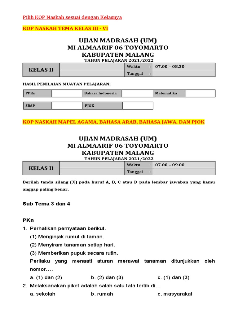 Soal Bu Tsani 2022 | PDF