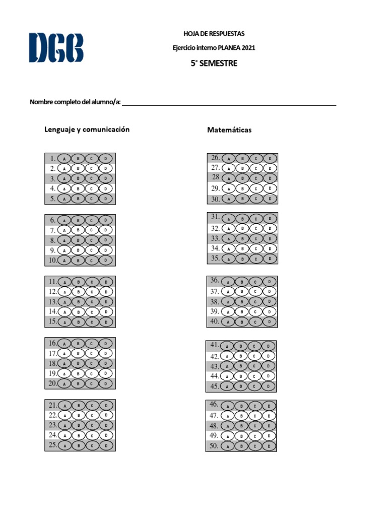 Hoja de Rptas 5° | PDF