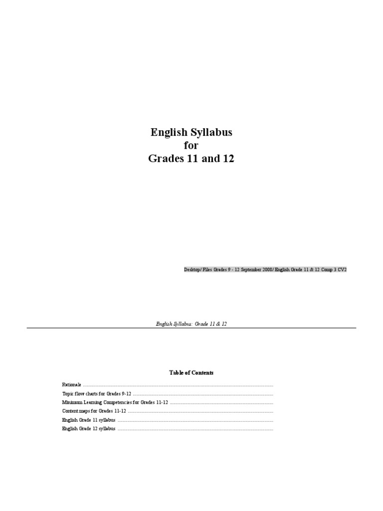 English Language - Syllabus - Grade 12 | PDF | Learning | Teachers