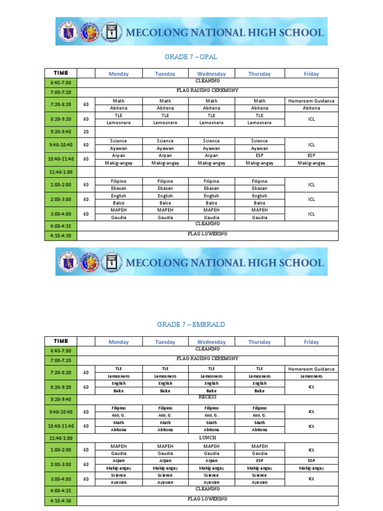 Class Program Jhs | Download Free PDF | Schools | Educational Institutions